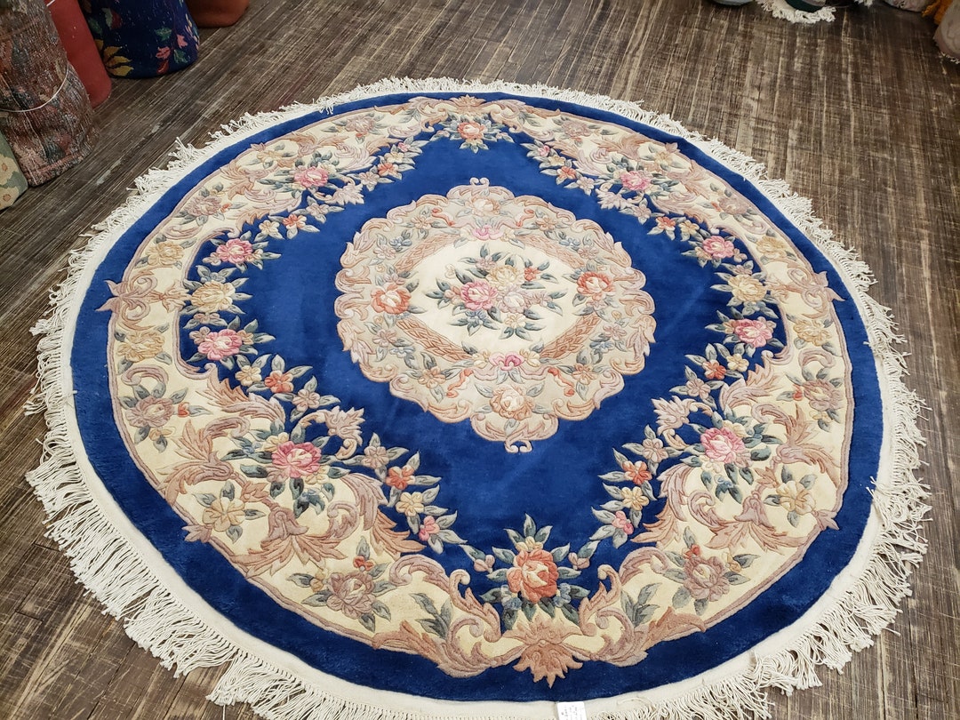 Round Chinese Art Deco Peking Rug Aubusson Chinese Rug Wool Chinese Rug ...