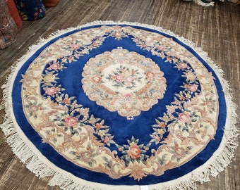Round Chinese Art Deco Peking Rug Aubusson Chinese Rug Wool Chinese Rug ...