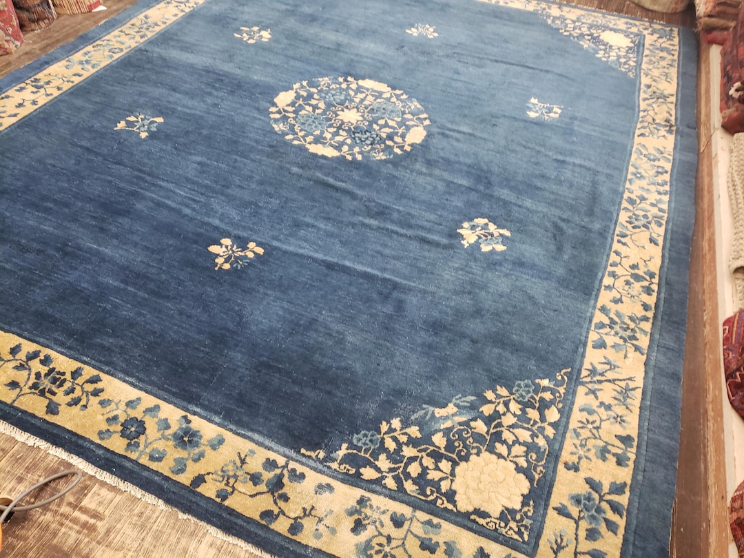 Peking Chinese Antigue Art Deco Vintage Chinese Hand Knotted Wool Rug ...