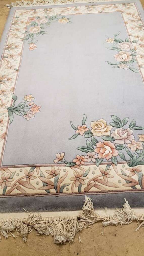 Chinese Art Deco Peking rug 90 line wool hand knotted blue | Etsy