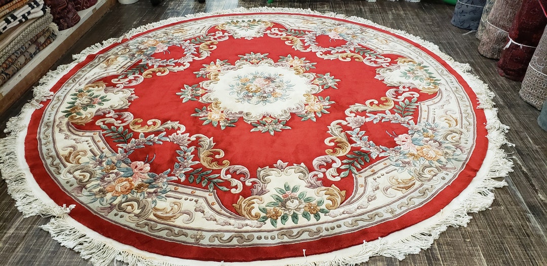 Round Chinese Art Deco Peking Rug Aubusson Chinese Rug Wool Chinese Rug ...