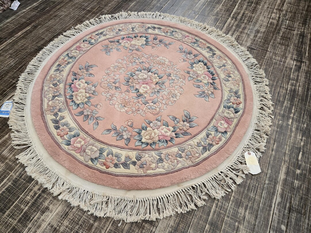 Round Chinese Art Deco Peking Rug Aubusson Chinese Rug Wool Chinese Rug ...