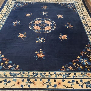 Peking Chinese Antigue Art Deco Vintage Chinese Hand Knotted Wool Rug ...