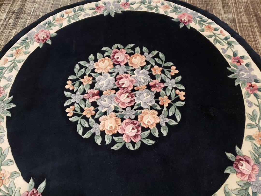 Round Chinese Art Deco Peking Rug Aubusson Chinese Rug Wool Chinese Rug ...