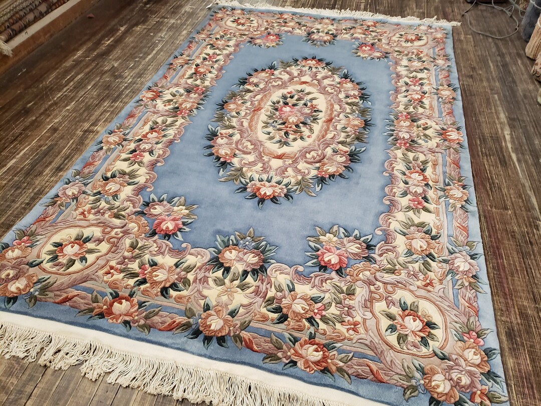 Chinese Art Deco Peking Rug Aubusson Blue Chinese Rug Wool Chinese Rug ...
