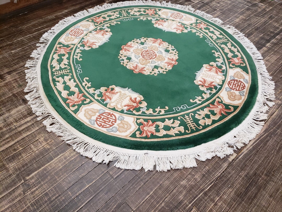 Round Chinese Art Deco Peking Rug Aubusson Chinese5 Rug Wool Chinese ...