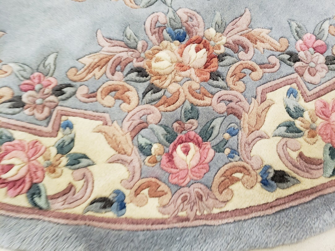 Round Chinese Art Deco Peking Rug Aubusson Chinese Rug Wool Chinese Rug ...