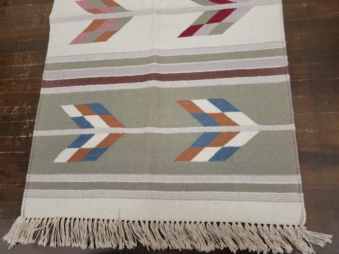 Vintage Handwoven Dhurrie Rug, Pastel Flatweave Kilim (3'x5') - Etsy