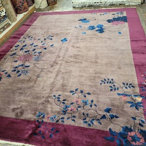 Peking Chinese Art Deco Vintage Hand Knotted Wool Rug With Gray Feld ...
