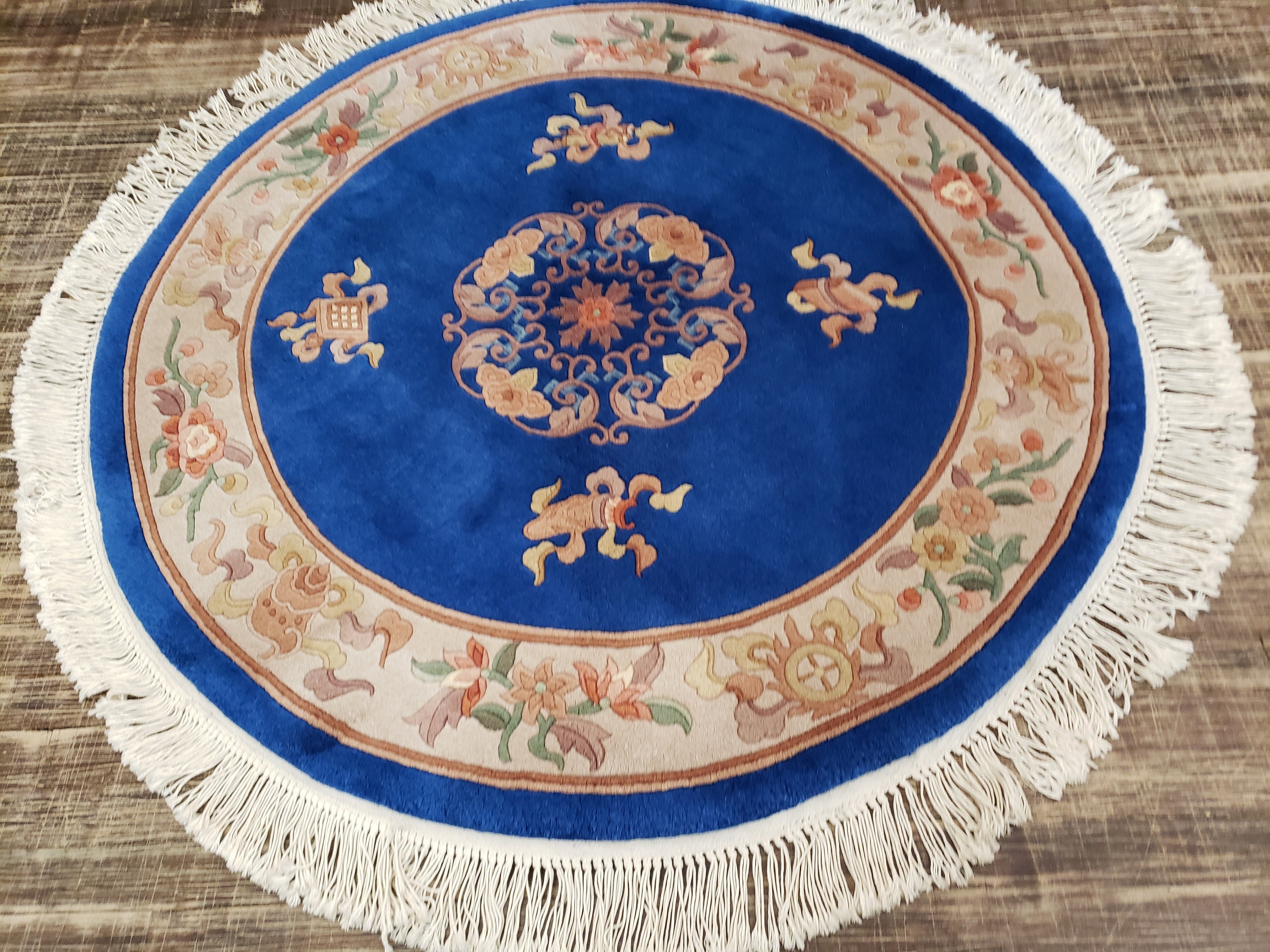 Round Chinese Art Deco Peking Rug Aubusson Chinese Rug Wool Chinese Rug ...