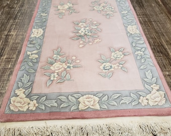 Art Deco Chinese Rug Peking Rug 90 Line Wool Hand Knotted Pink Rug as ...