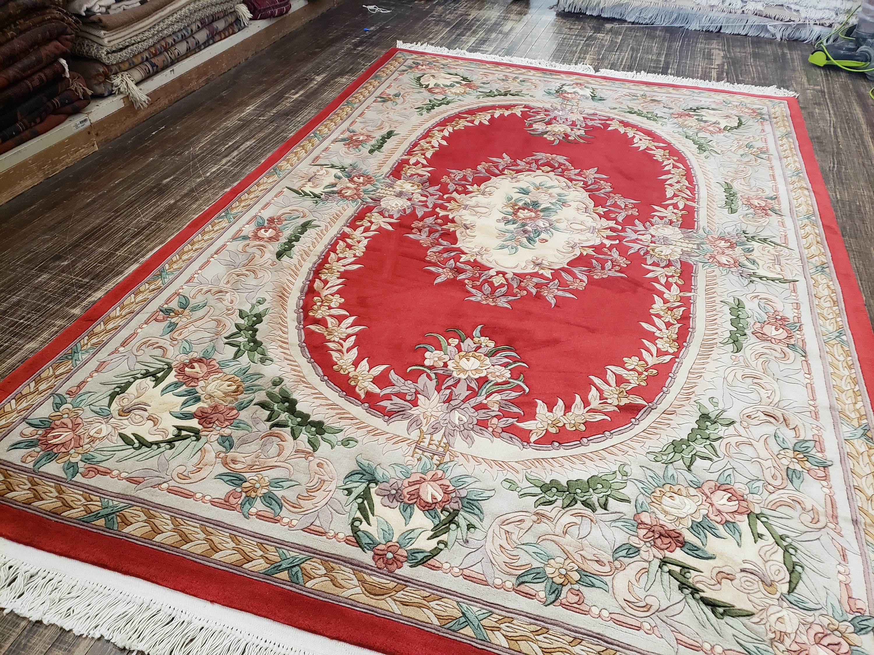 Chinese Art Deco Peking Rug Aubusson Red Chinese Rug Wool Chinese Rug ...