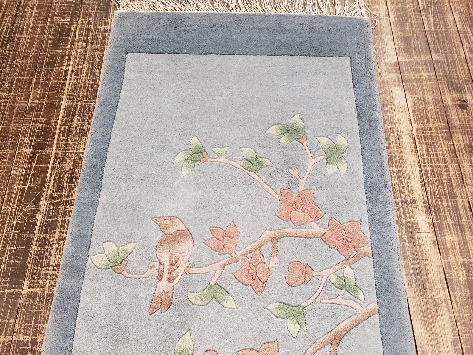 Art Deco Chinese Silk With Bird Rug Oriental Carpet Soft Colors Size 1 ...