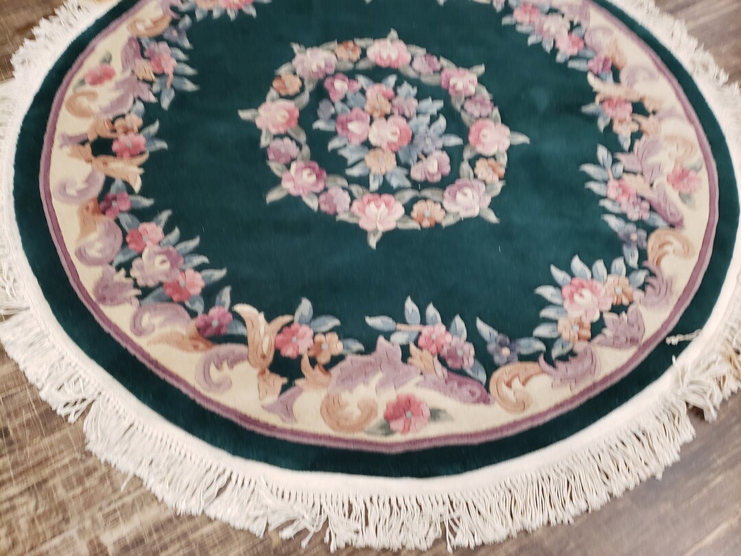 Round Chinese Art Deco Peking Rug Aubusson Chinese Rug Wool Chinese Rug ...