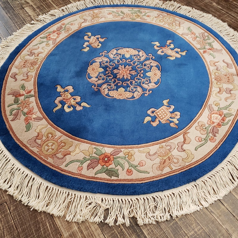 Blue Round Rug - Etsy