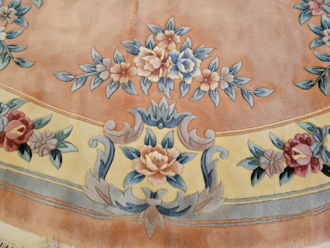 Round Chinese Art Deco Peking Rug Aubusson Chinese Rug Wool Chinese Rug ...