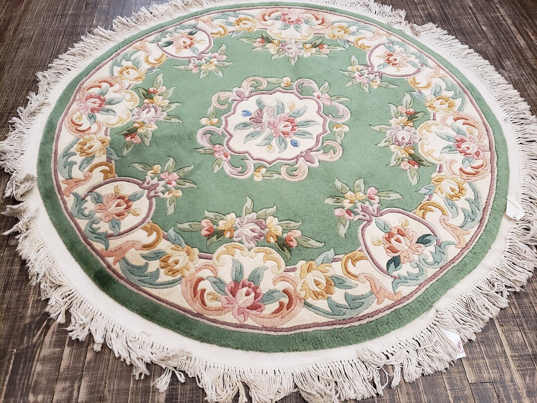 Round Chinese Art Deco Peking Rug Aubusson Chinese5 Rug Wool Chinese ...