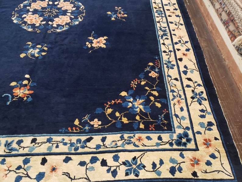 Peking Chinese Antigue Art Deco Vintage Chinese Hand Knotted Wool Rug ...