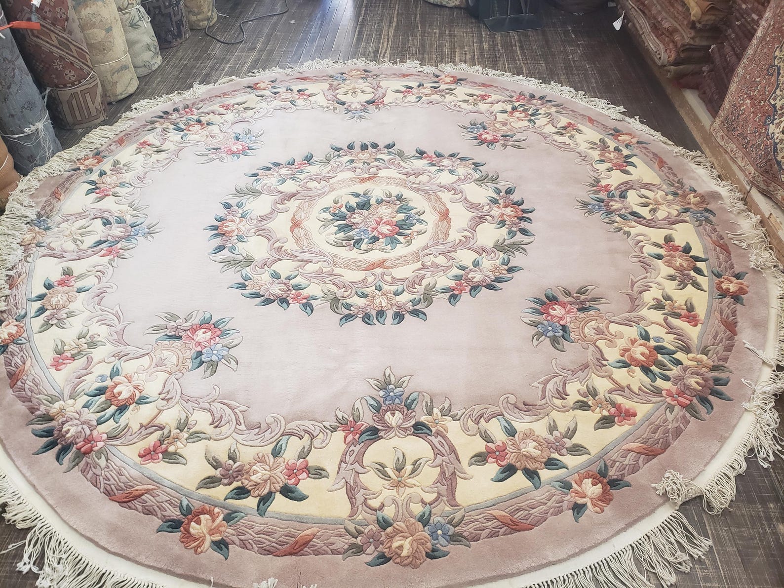 Round Chinese Art Deco Peking Rug Aubusson Chinese Rug Wool Chinese Rug ...