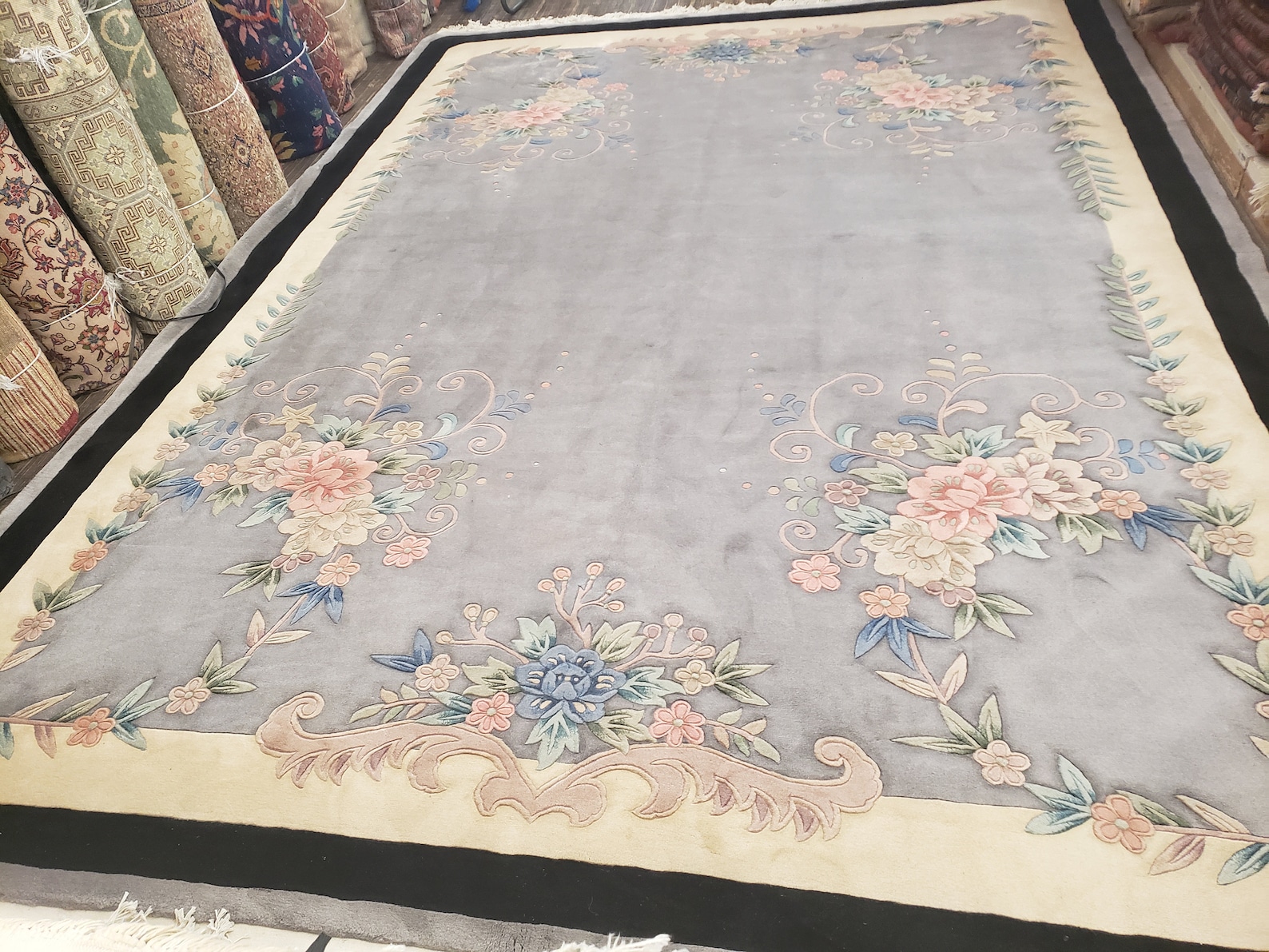 Chinese Art Deco Peking Rug 90 Line Wool Hand Knotted Rug Aubusson ...