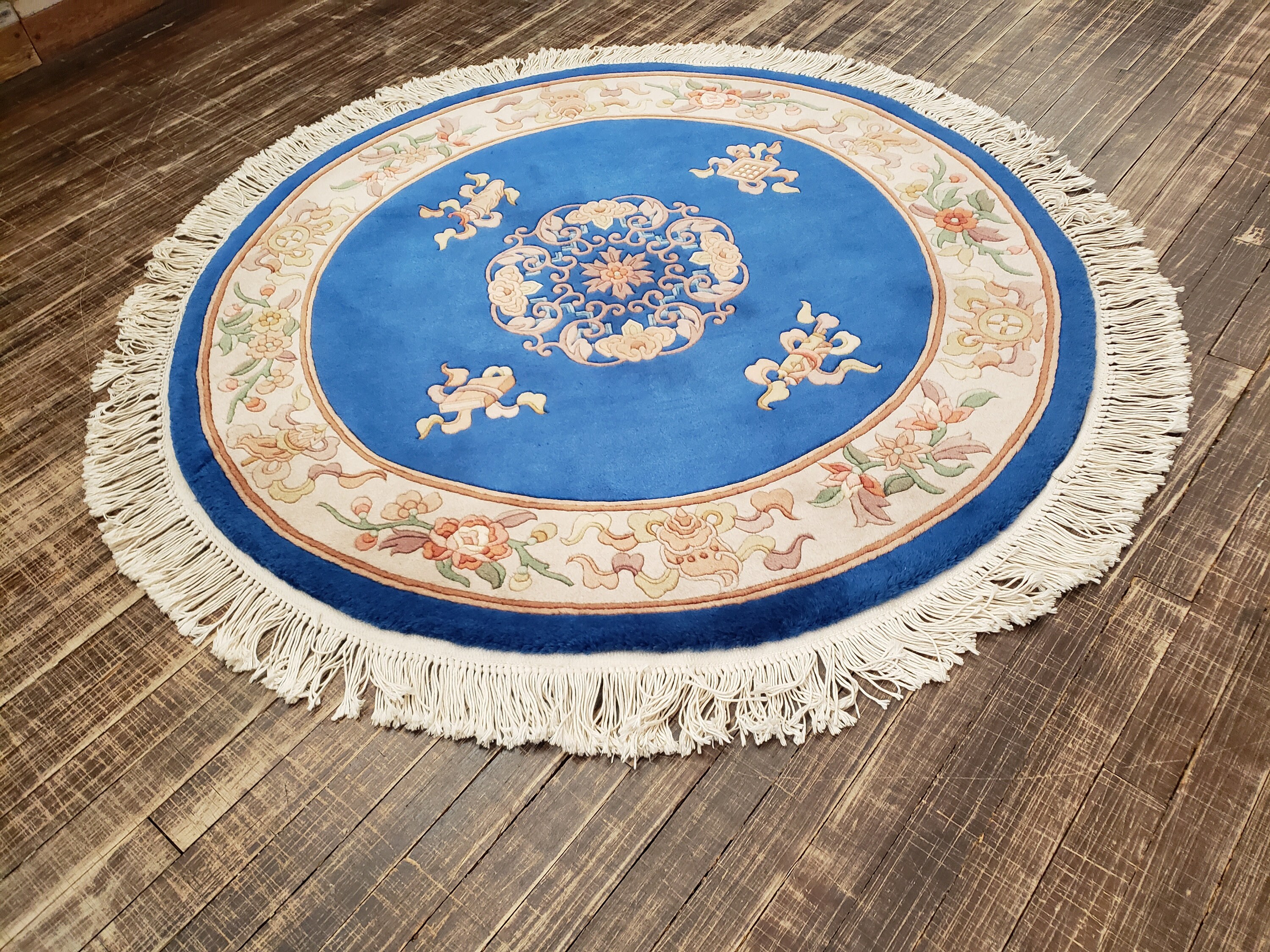 Round Chinese Art Deco Peking Rug Aubusson Chinese Rug Wool Chinese Rug ...