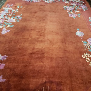 Peking Chinese Art Deco Antigue Hand Knotted Wool Rug With Plam Feld ...