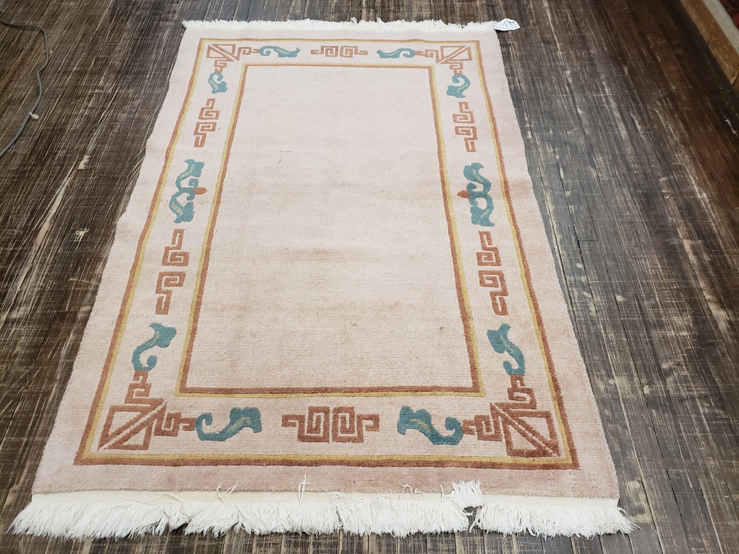 Chinese Art Deco Peking Rug With Long Life Symbol Wool Hand Knotted ...
