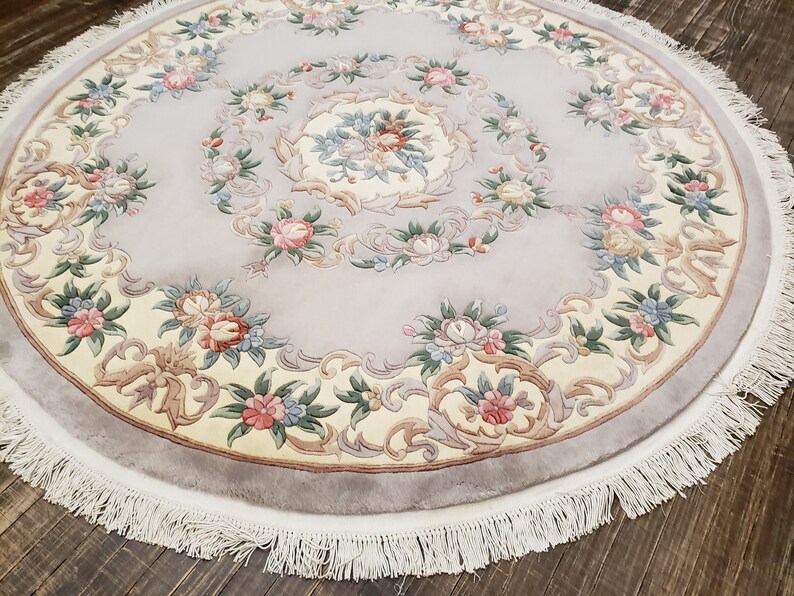 Round Chinese Art Deco Peking Rug Aubusson Chinese Rug Wool Chinese Rug ...