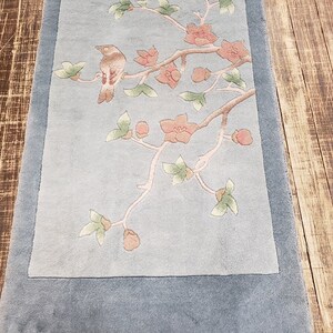 Art Deco Chinese Silk With Bird Rug Oriental Carpet Soft Colors Size 1 ...
