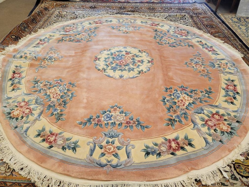 Round Chinese Art Deco Peking Rug Aubusson Chinese Rug Wool - Etsy