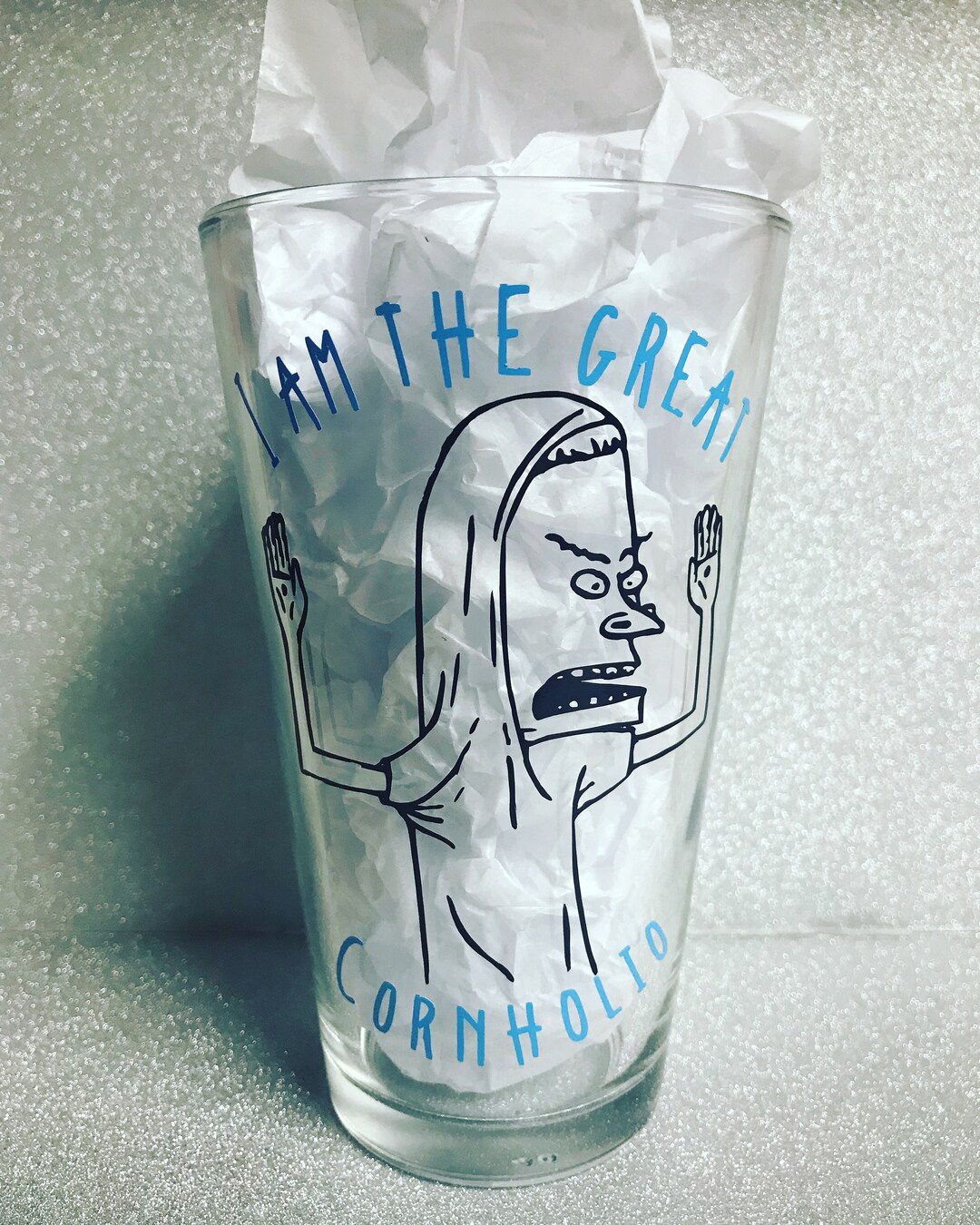 I Am the Great Cornholio Beavis Hand Drawn Pint Glass - Etsy