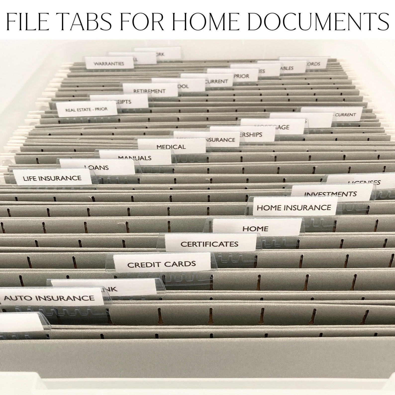 File Tabs for Home Documents Home Files File Organization - Etsy