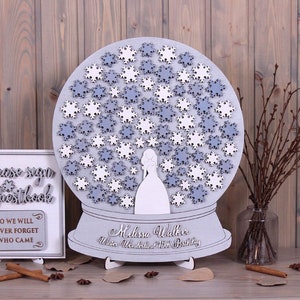 Snow Globe With Snowflakes Guest Book Sweet 16, Quinceañera, Sweet 15 ...