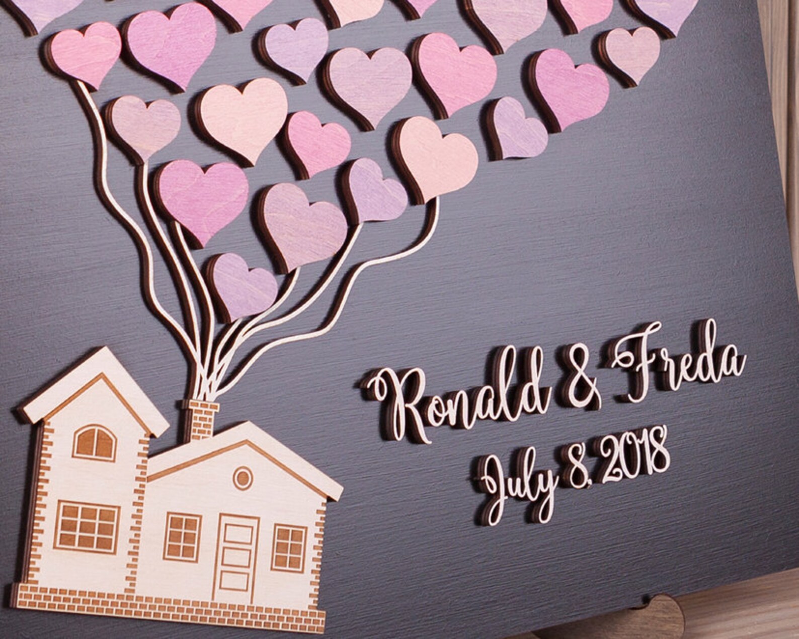 Up House 3D Wedding Guest Book Alternative Custom Guestbook Purple and ...