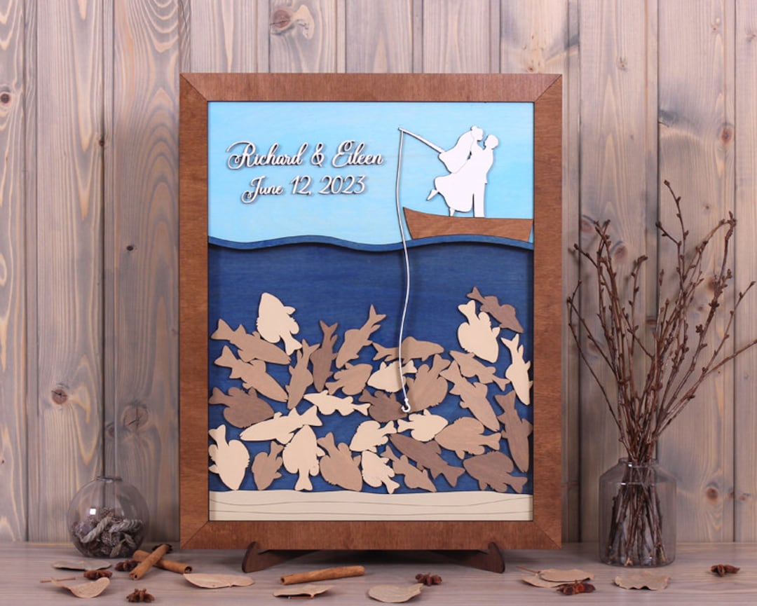Wedding Drop Box Couple on a Boat Custom Frame 3d Wood Drop River ...