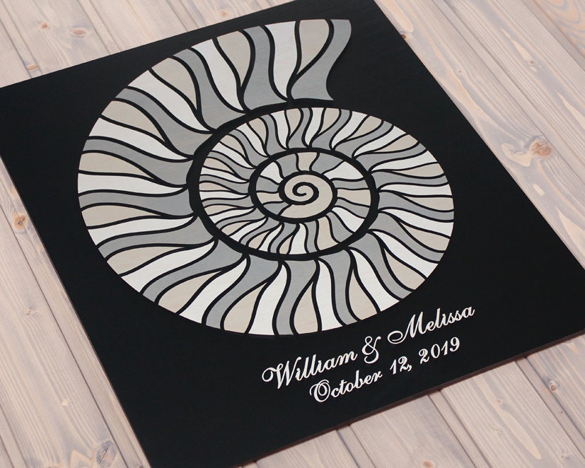 Nautilus Shell 3d Wedding Guest Book Alternative Beach Wedding Guestook ...