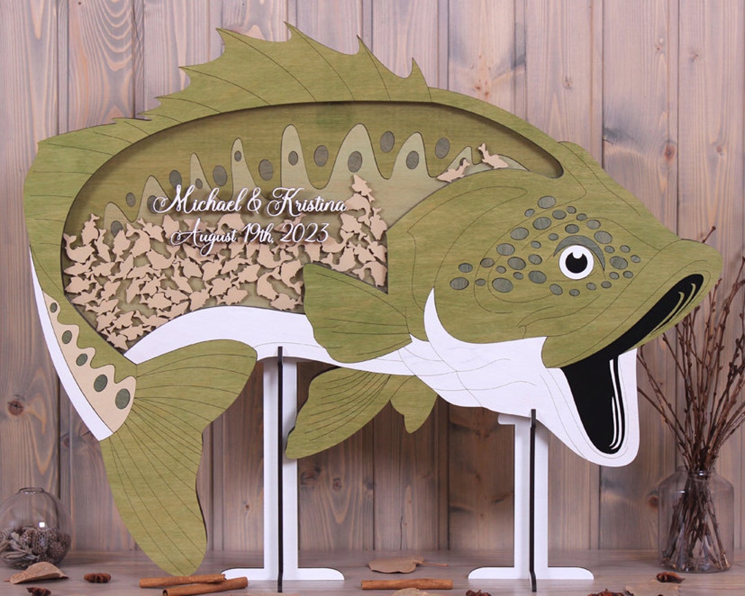Bass Fish Drop Box Gift for Fishing Lover River Nautical Wedding Guest ...