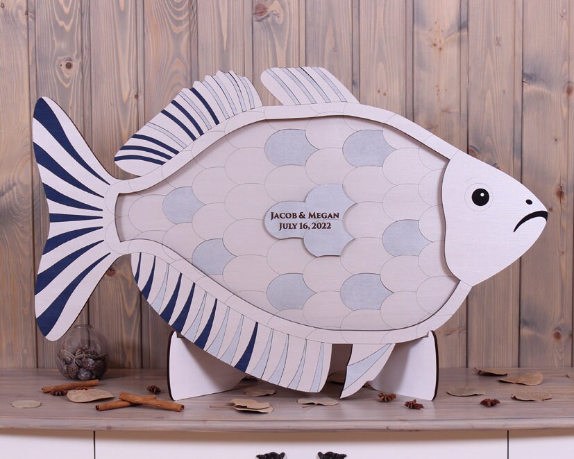 The Rainbow Fish Inspired Drop Box Custom Hearts Guestbook - Etsy