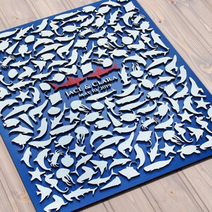 Nautical Wedding Guest Book Alternative Two Fish Sharks Custom ...