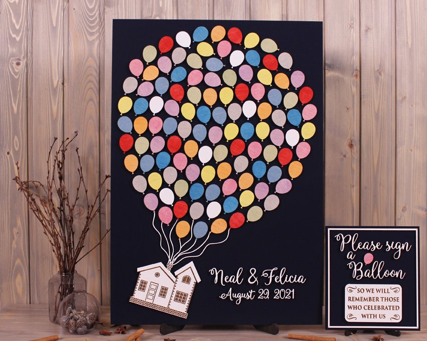 Up House With Balloons Wedding Guest Book Alternative Custom Wedding ...
