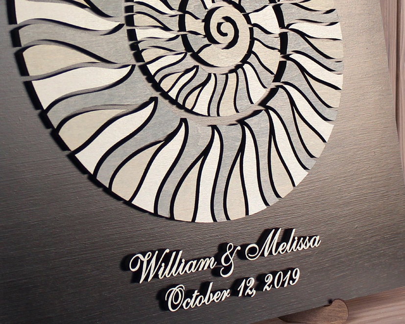 Nautilus Shell 3d Wedding Guest Book Alternative Beach Wedding Guestook ...