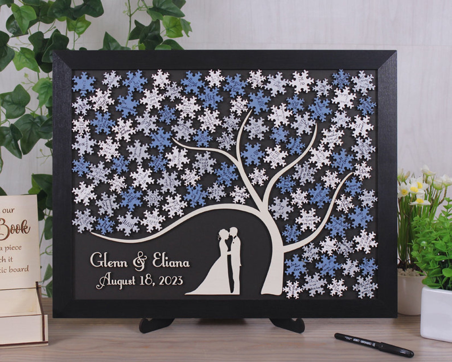 Magnetic Snowflakes Wedding Guest Book Alternative Winter Wedding ...
