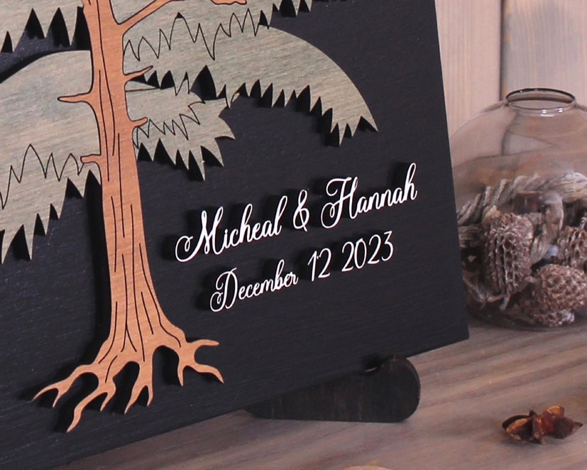 Personalized Pine Tree Wedding Guest Book Alternative Wooden Wedding ...
