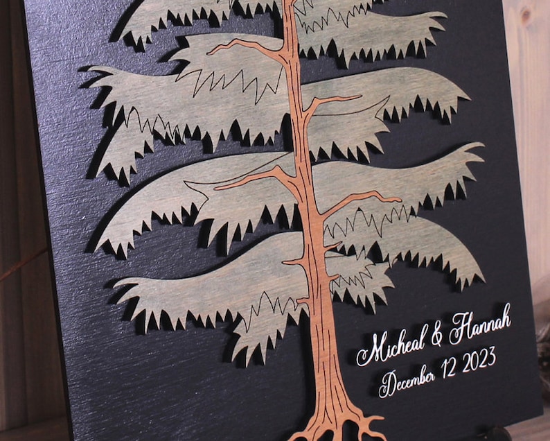 Personalized Pine Tree Wedding Guest Book Alternative Wooden Wedding ...