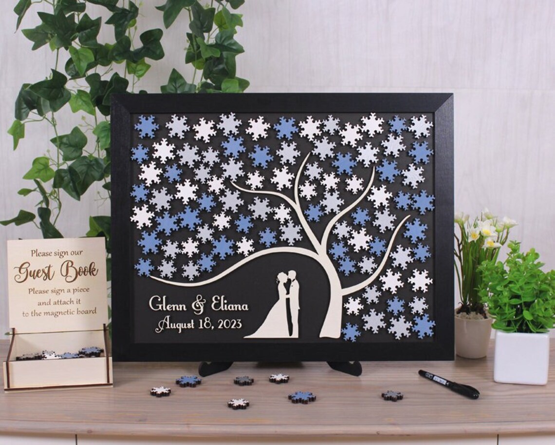 Magnetic Snowflakes Wedding Guest Book Alternative Winter Wedding ...