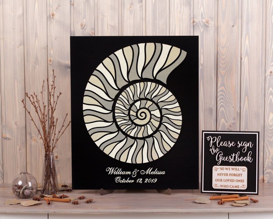 Nautilus Shell 3d Wedding Guest Book Alternative Beach Wedding Guestook ...