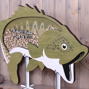 Bass Fish Drop Box Gift for Fishing Lover River Nautical Wedding Guest ...