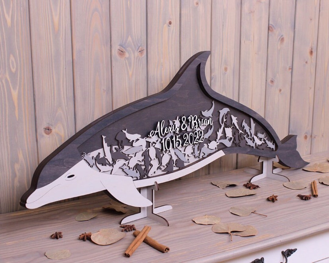Dolphin Drop Box Custom Wedding Guest Book Alternative Sign in Sea ...