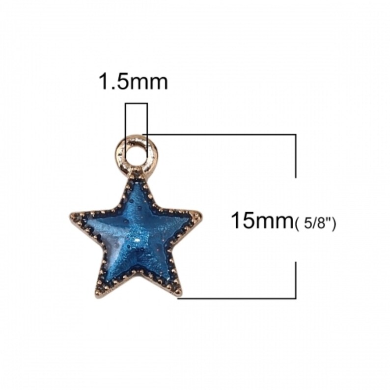 Blue Enameled Star Charm - Etsy