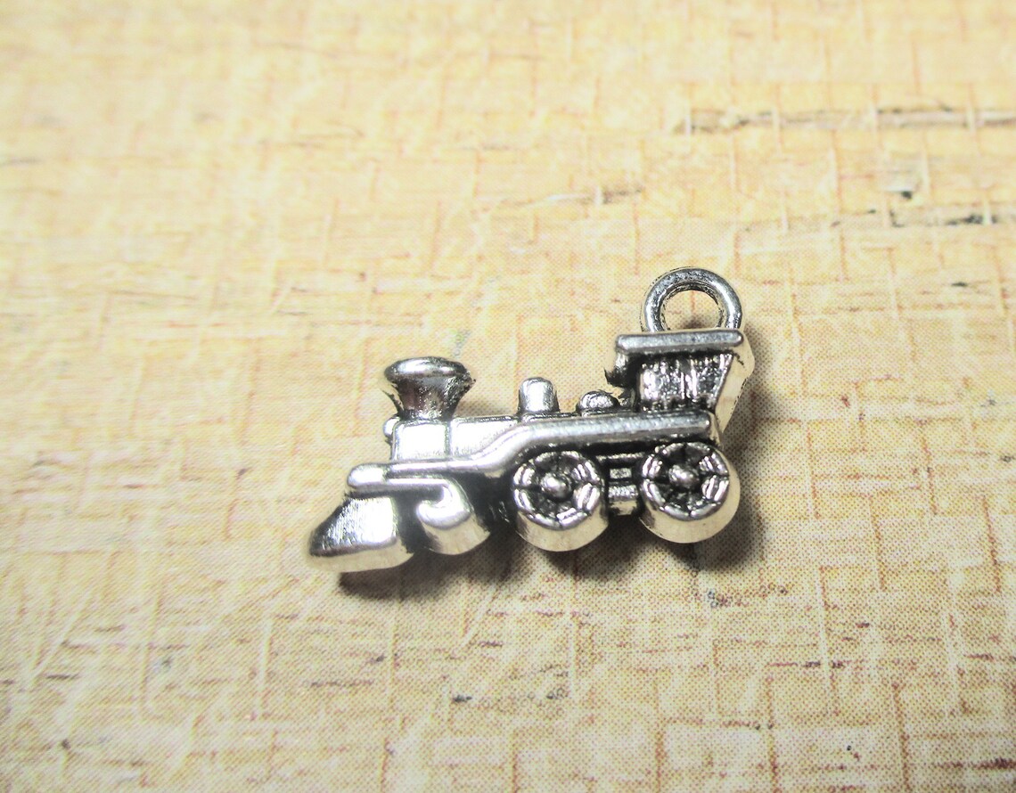 3D Antique Silver Locomotive Train Charm - Etsy
